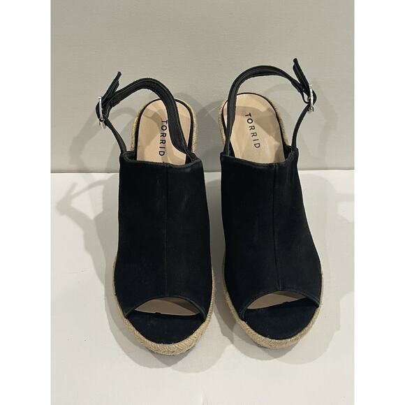 torrid | Shoes | Torrid Plus Size Black Espadrille 45 Wedges Black Faux ...